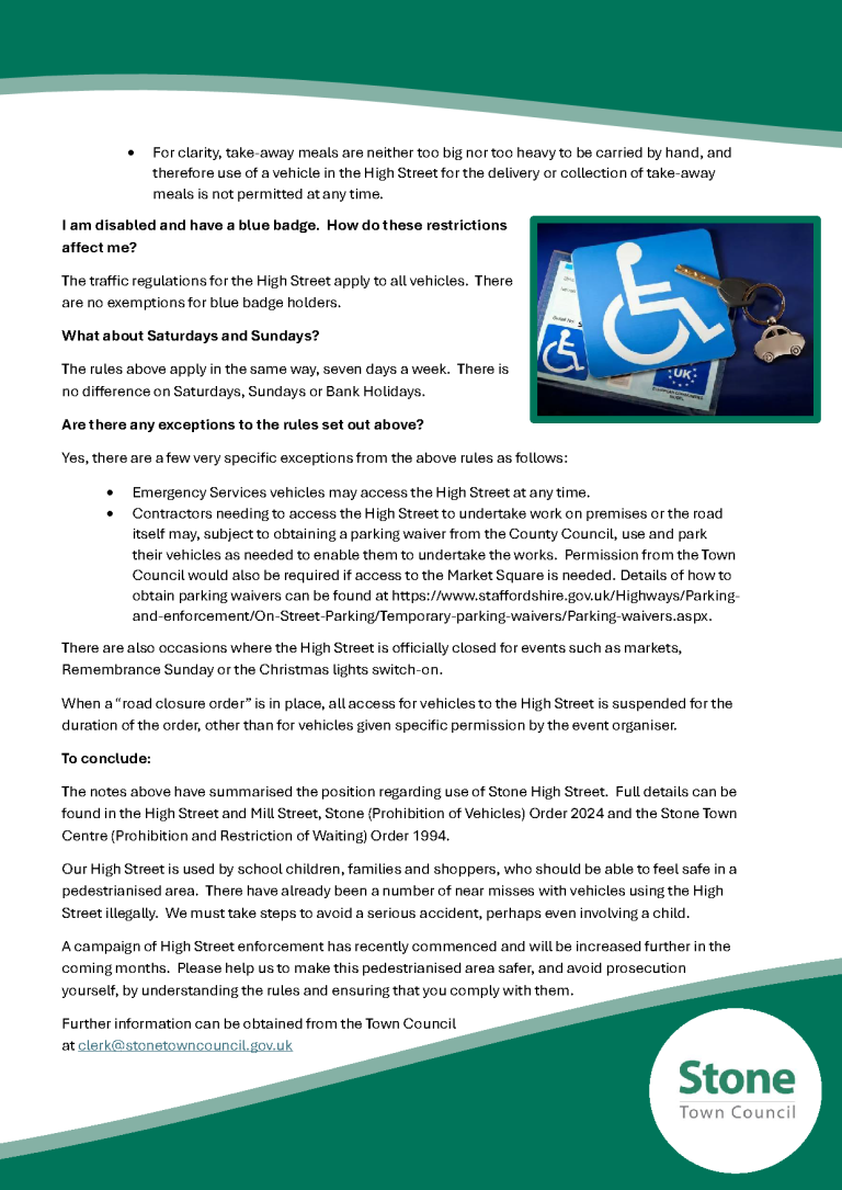 Stone High Street – Driving and Parking - Stone Town Council